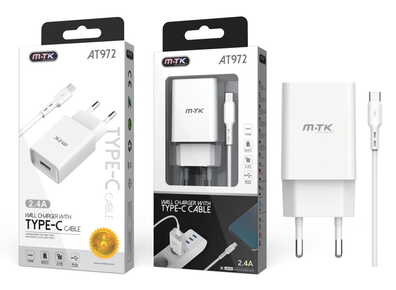 Papelería Valman - CARGADOR CON CABLE M-TK AT972 TIPO C