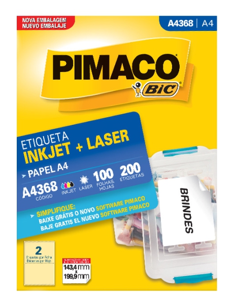 Papelería Valman - ETIQUETAS PIMACO A4368 143 MM X 200 MM ( 200 un.)